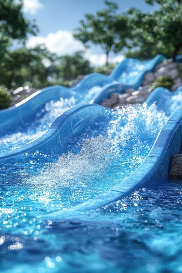 A Close-up View of a Water Slide in a Pool, Ideal for Use in Summer ...