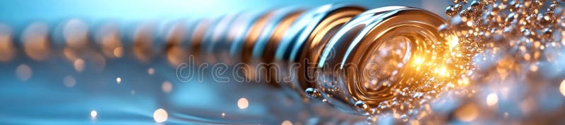 Close-up View of Water Splashing with Glowing Reflections and Droplets ...