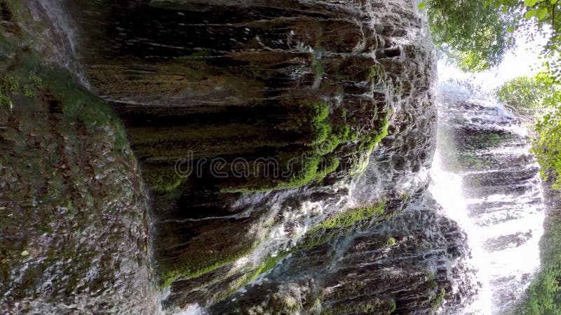 Close Up View Waterfall in Vertical Format. 4k Resolution. Camera ...