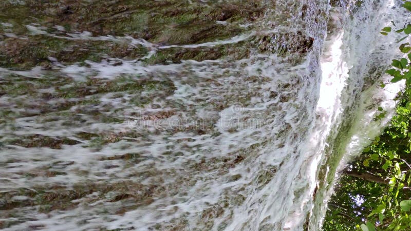 Close Up View Waterfall in Vertical Format. 4k Resolution. Camera ...