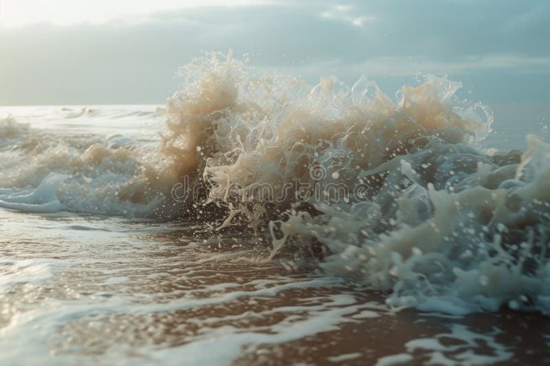 A Close Up View of a Wave Crashing on a Sandy Beach. Ideal for Beach ...
