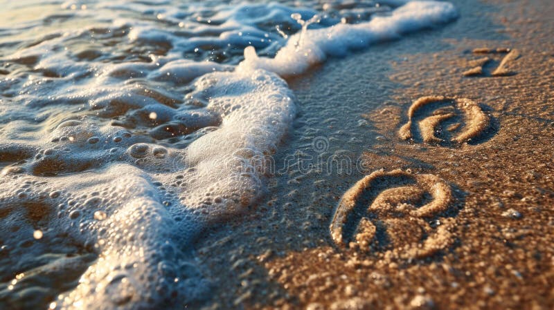 Close Up View of Wave Crashing on Sandy Beach. Perfect for Beach-themed ...