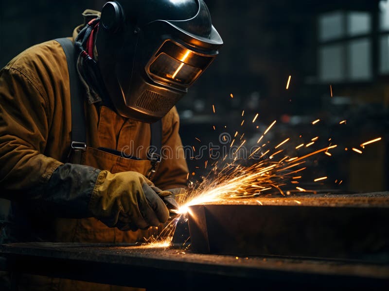 Close Up View Welder at Work. Generative Ai Stock Illustration ...