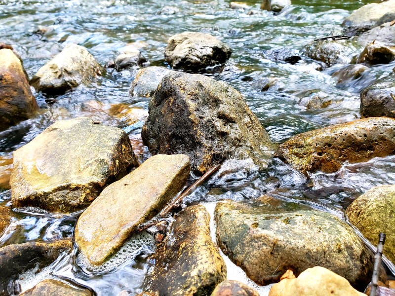 A Close Up View of Wet Rock in a Stream Stock Photo - Image of rock ...