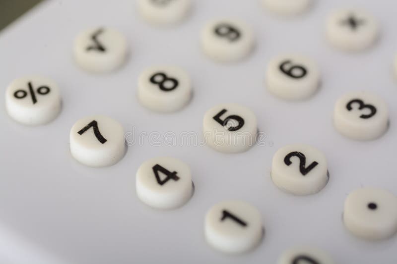 Close Up View of White Calculator Numbers Stock Image - Image of adding ...