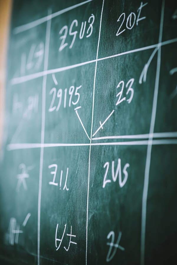 Close-up View of White Chalkboard Writing, Numerical Equations Math ...