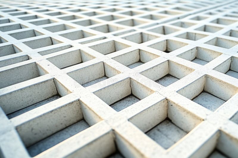 Close-up View of a White Concrete Grid Structure Forming a Repeating ...