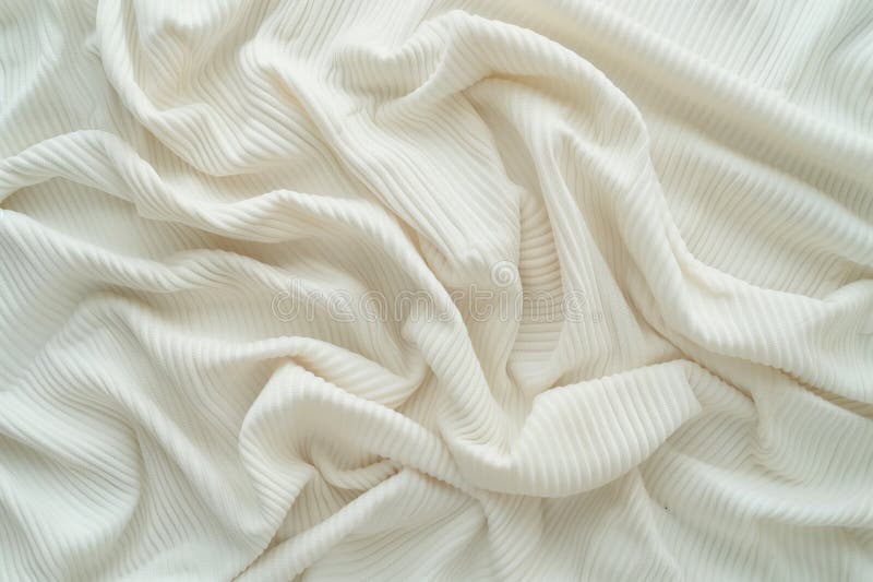 Close-up View of White Fabric with Crinkled Texture, Slightly Tilted To ...