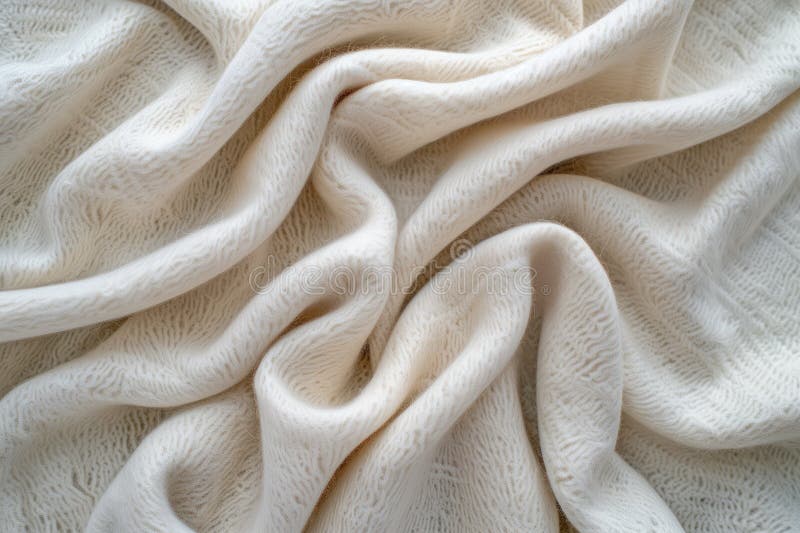 Close-up View of White Fabric with Subtle Texture Folded in Half ...