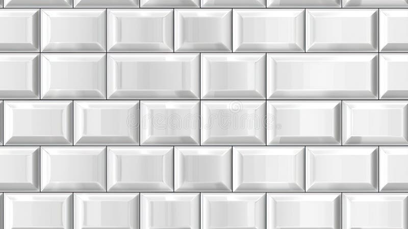 A Close-up View of a White Glossy Subway Tile Wall Pattern, Showcasing ...