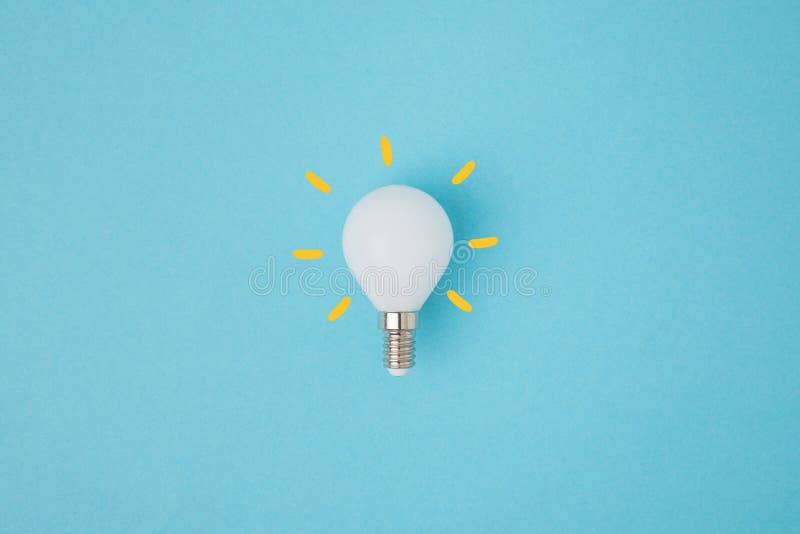 Close Up View of White Light Bulb with Yellow Lines Stock Image - Image ...