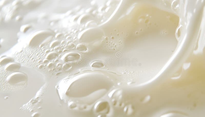 Close-up View of White Liquid Drops and Bubbles Forming Complex ...