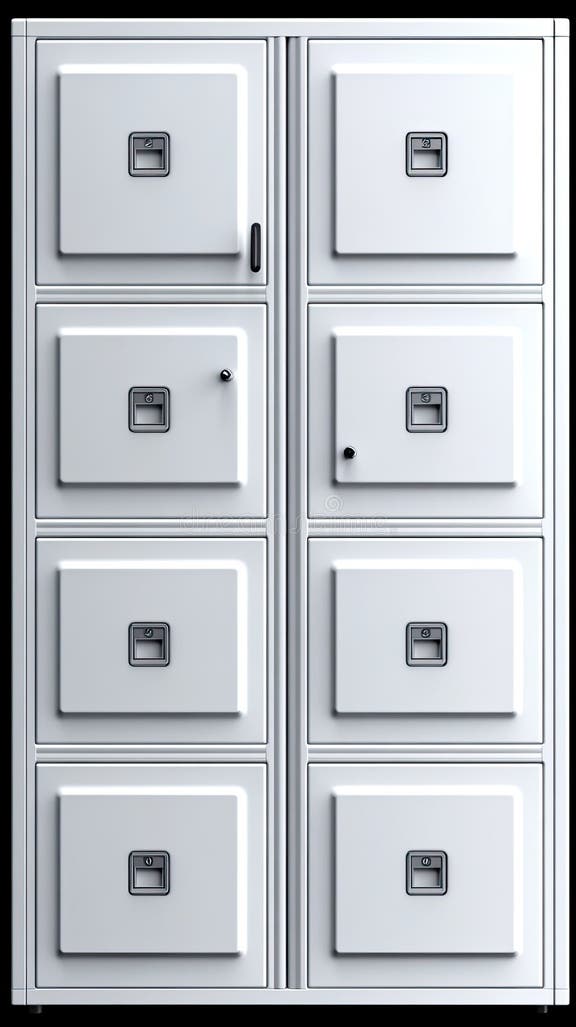 Close-up View of a White Metal Locker Featuring Numbered Compartments ...