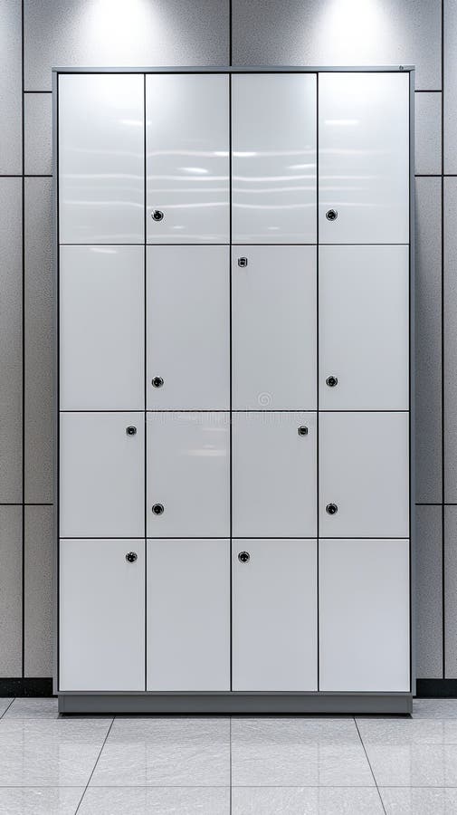Close-up View of a White Metal Locker Featuring Numbered Compartments ...