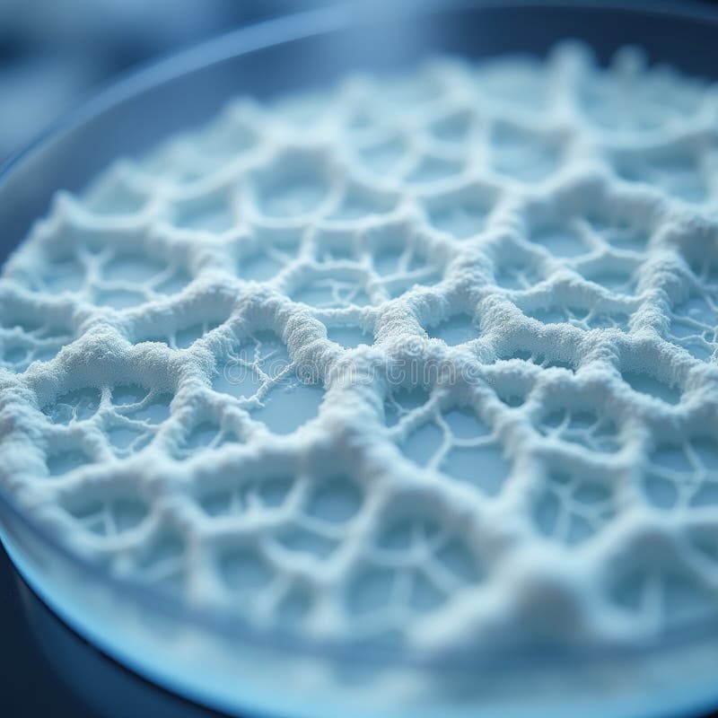 Fungal Mycelium Threads Growing on Agar Culture Medium in Lab Stock ...