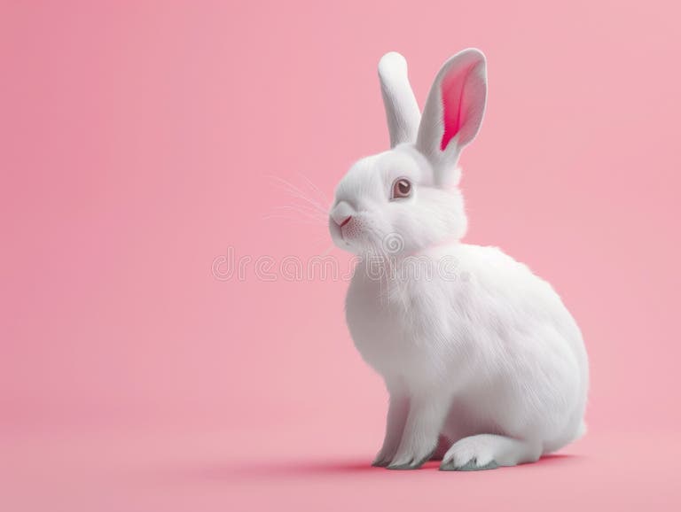 White Rabbit on Pink Surface Stock Image - Image of cute, alice: 377137577