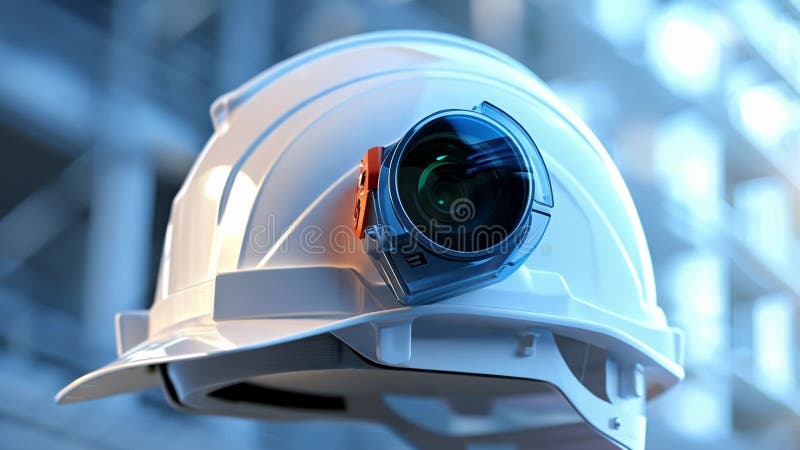 Innovative Safety Helmet with Camera Monitoring Construction Site Stock ...