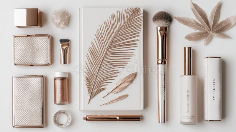 A Close-up View of a White Table Displaying Various Makeup Items and a ...