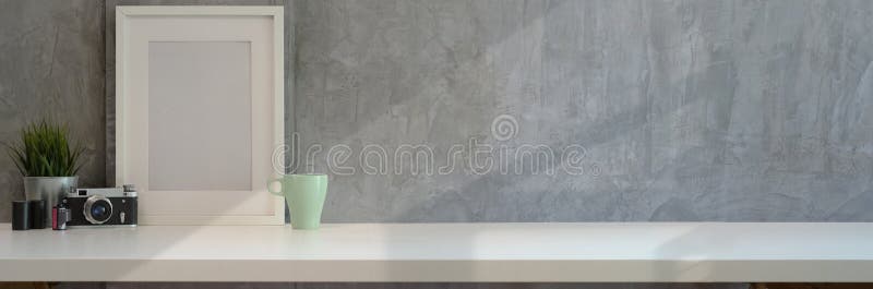 Mock Up Contemporary Blank Frame Photo on Table Stock Image - Image of ...