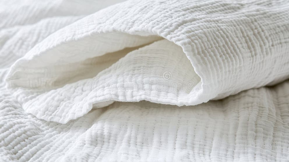A Close-up View of a White, Textured Fabric with a Subtle Pattern ...
