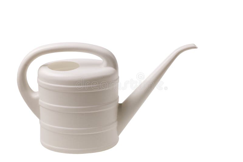 Close Up View of White Watering Can for Watering Flowers Isolated on ...