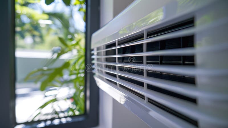 A Close-up View of a Window Air Conditioner Unit with Its Features and ...