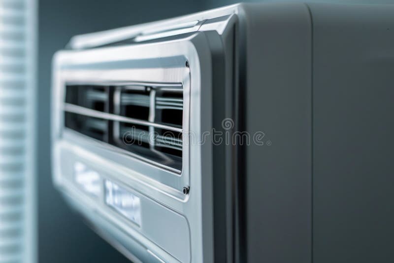 A Close-up View of a Window Air Conditioner Unit with Its Features and ...