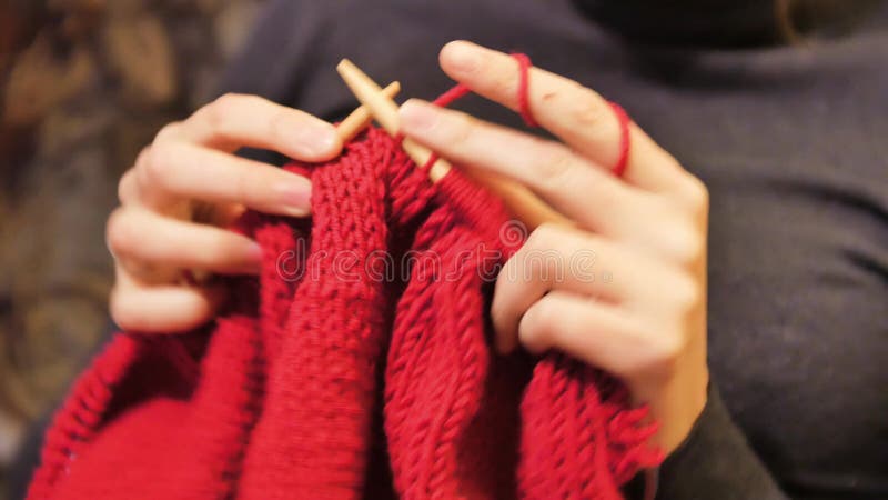 A woman doing knitting stock video. Video of homemade - 98194721