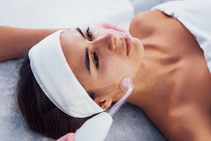 Close Up View of Woman that Lying Down in Spa Salon and Have Face ...