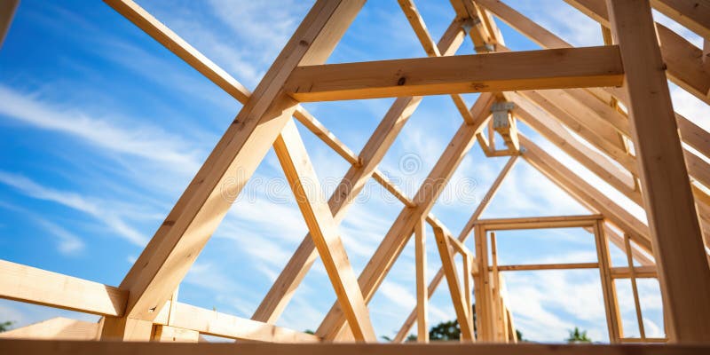 Close-up View of Wooden Frame of a House Structure , Concept of ...