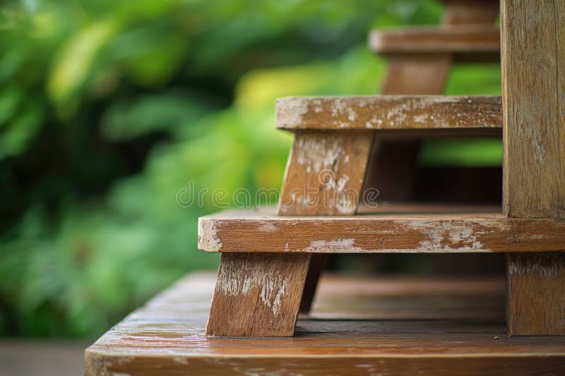 Close-up View of a Wooden Step Stool, Suitable for Use in Various ...