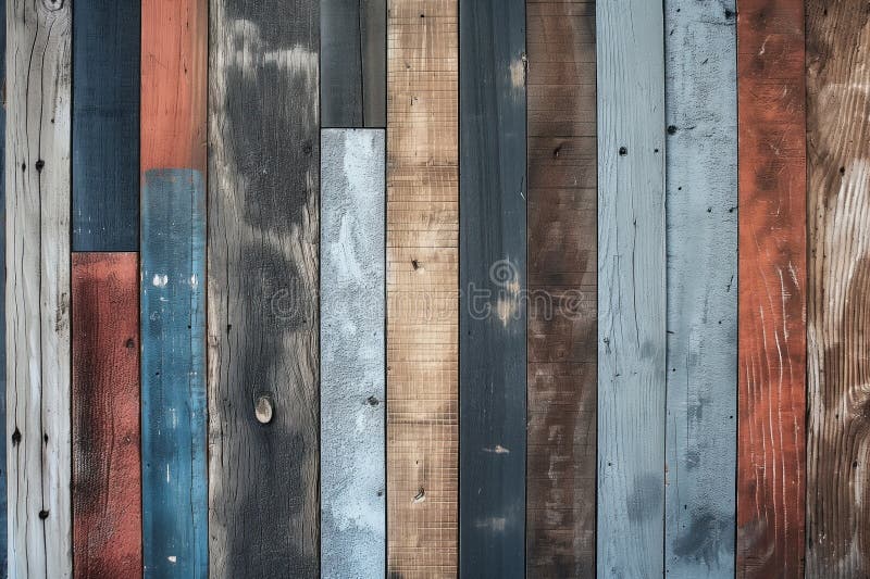 Rustic Wooden Wall Texture with Red Blue Brown Planks Worn Weathered ...