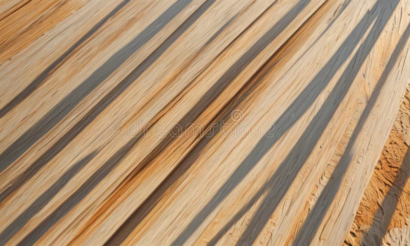 Close-up View Wooden Surface with Diagonal Lines, Creating Sense ...