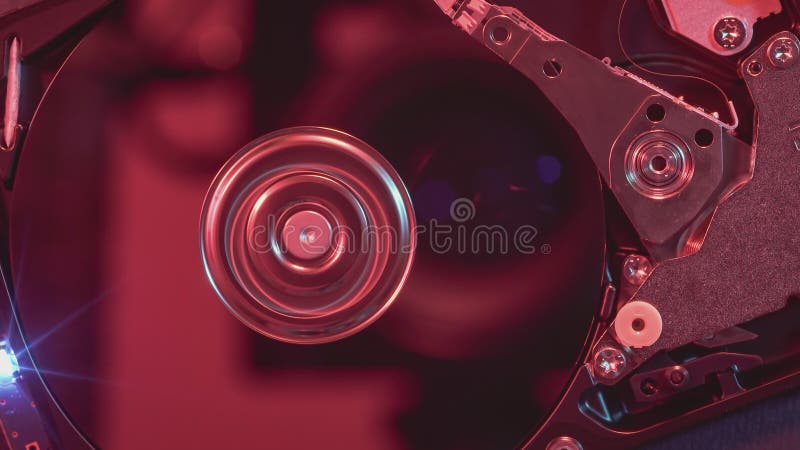 Close-up View of Working, Opened Hard Disk Stock Video - Video of ...