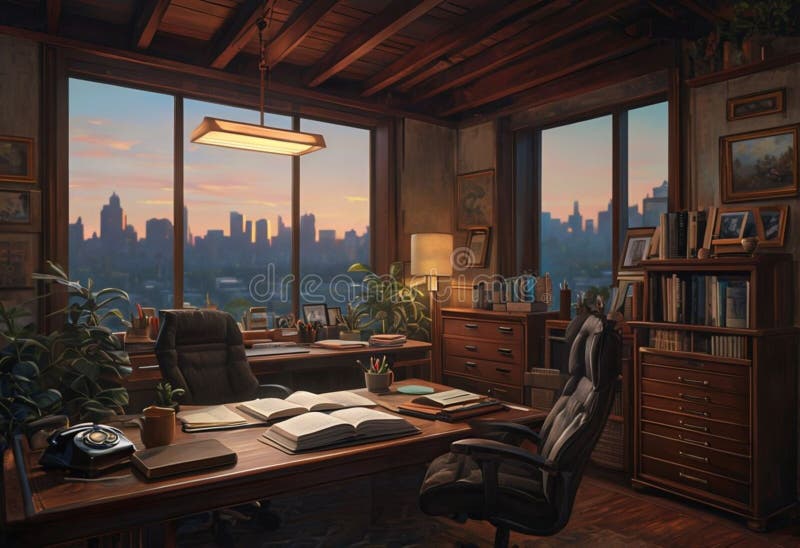 Close Up View of Working Space Table with Computer in Stylish Room ...