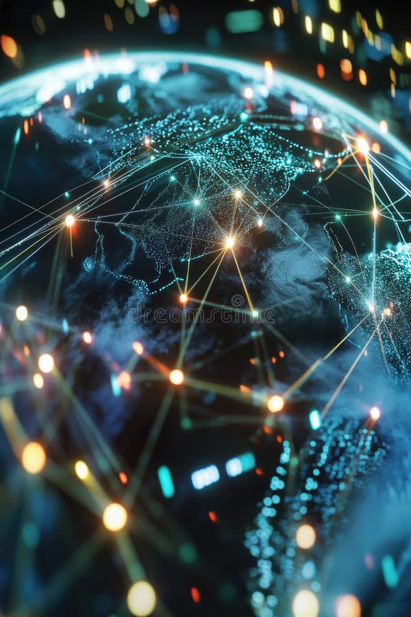 A Close-up View of a World Map Lit Up by Tiny Lights, Ideal for ...