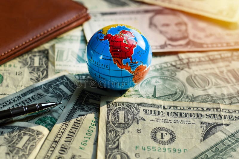 Close-up View World Map on Money Dollars, Concept Economic Stability of ...