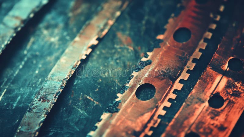 Close-up View of Worn Metal Blades on a Rustic Surface Stock ...