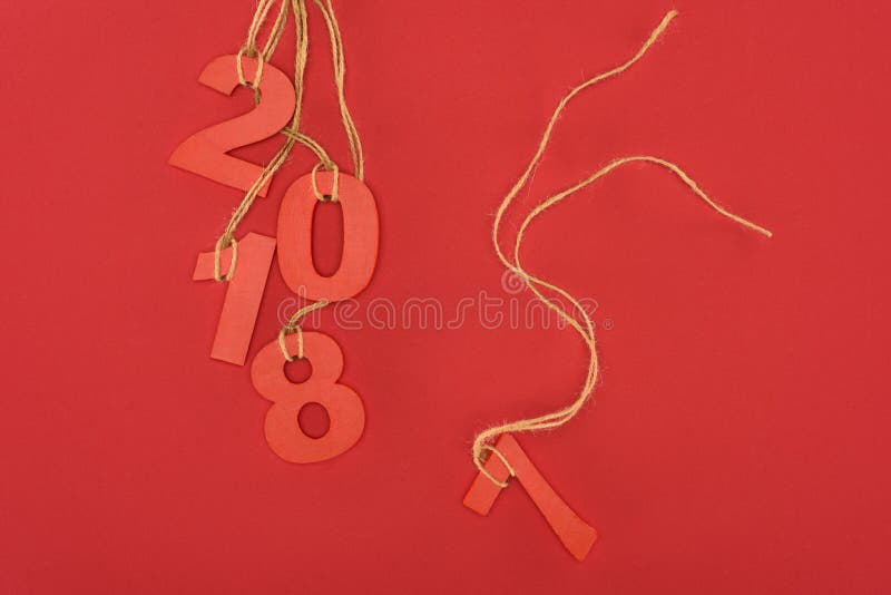 Close Up View of 2018 Year Sign Hanging on Strings Stock Photo - Image ...