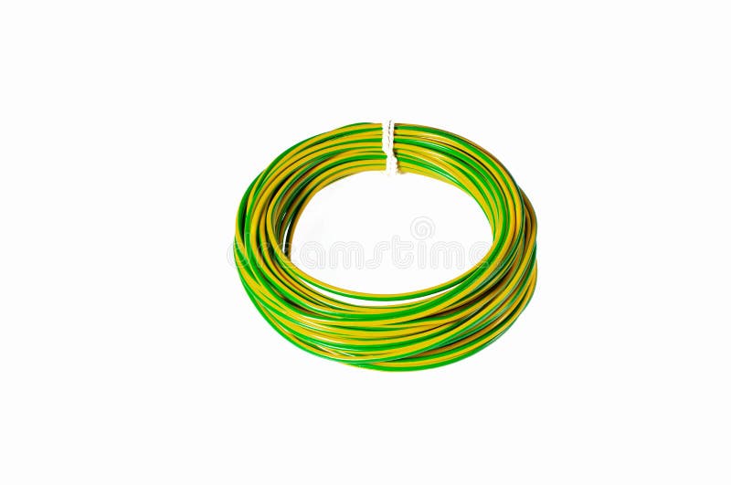 Close Up View of Yellow and Green Power Electrical Cable Wire Bundle ...
