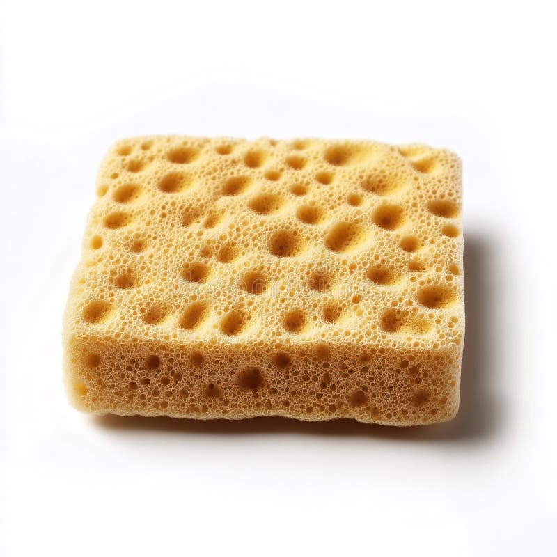 CloseUp View of a Yellow Kitchen Sponge on a White Background Stock ...