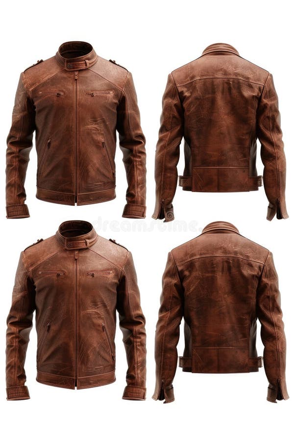 Close-up Views of a Brown Leather Jacket from Different Angles Stock ...