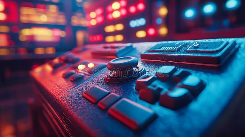 Retro Arcade Game Control Panel Illuminated Buttons Joystick Stock ...