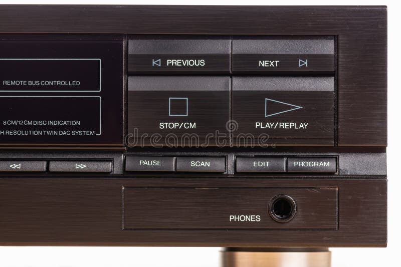 Close-Up of Vintage Audio Equipment Control Panel with Buttons and ...