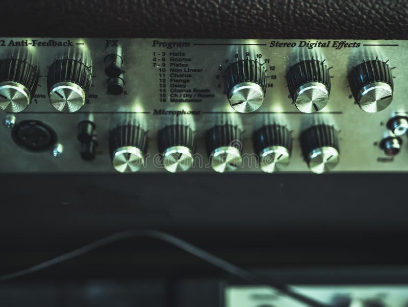 Close Up Vintage Audio Rig Control with Knobs, Faders Stock Photo ...