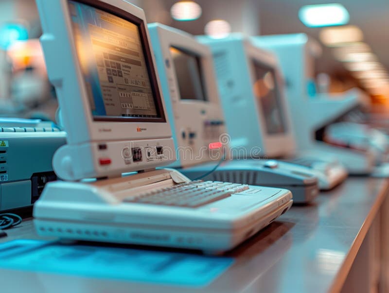Close-up of Vintage Computer Equipment in a Technology Display Stock ...