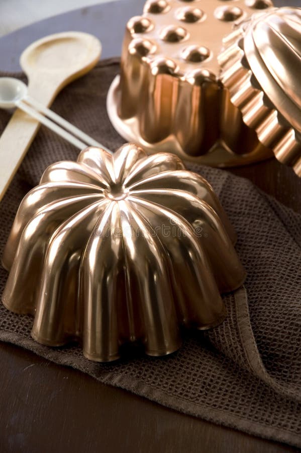 Close Up Vintage Copper Molds Stock Photo - Image of dessert ...