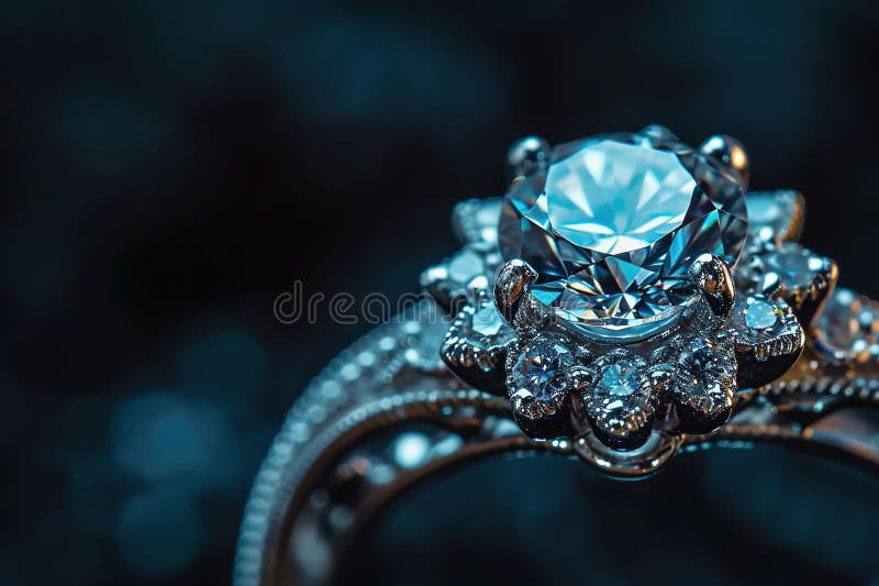 Close Up of Vintage Diamond Ring on Black Background Stock Photo ...