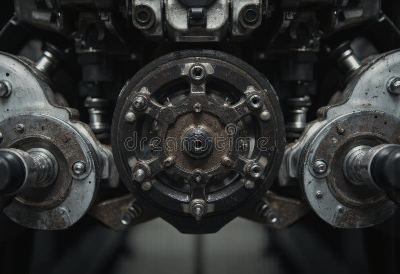 Close-up of a Vintage Engine Showcasing Intricate Mechanical Details ...