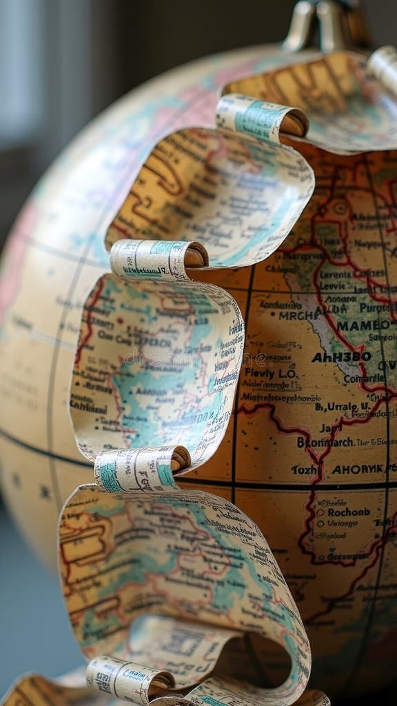 Close-up of Vintage Globe with Artistic Spiral Scroll Detailing Stock ...